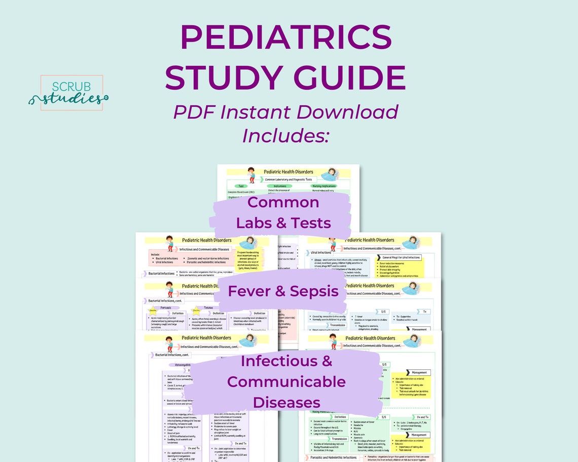 Pediatrics Study Guide Nursing Student Study Guide Digital - Etsy