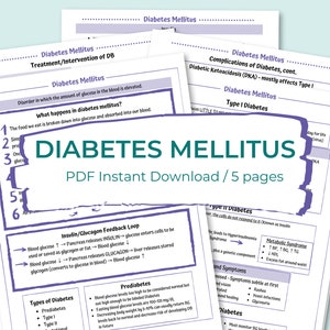 Diabetes Mellitus | Nursing Study Guide | Digital Download | Type I ...