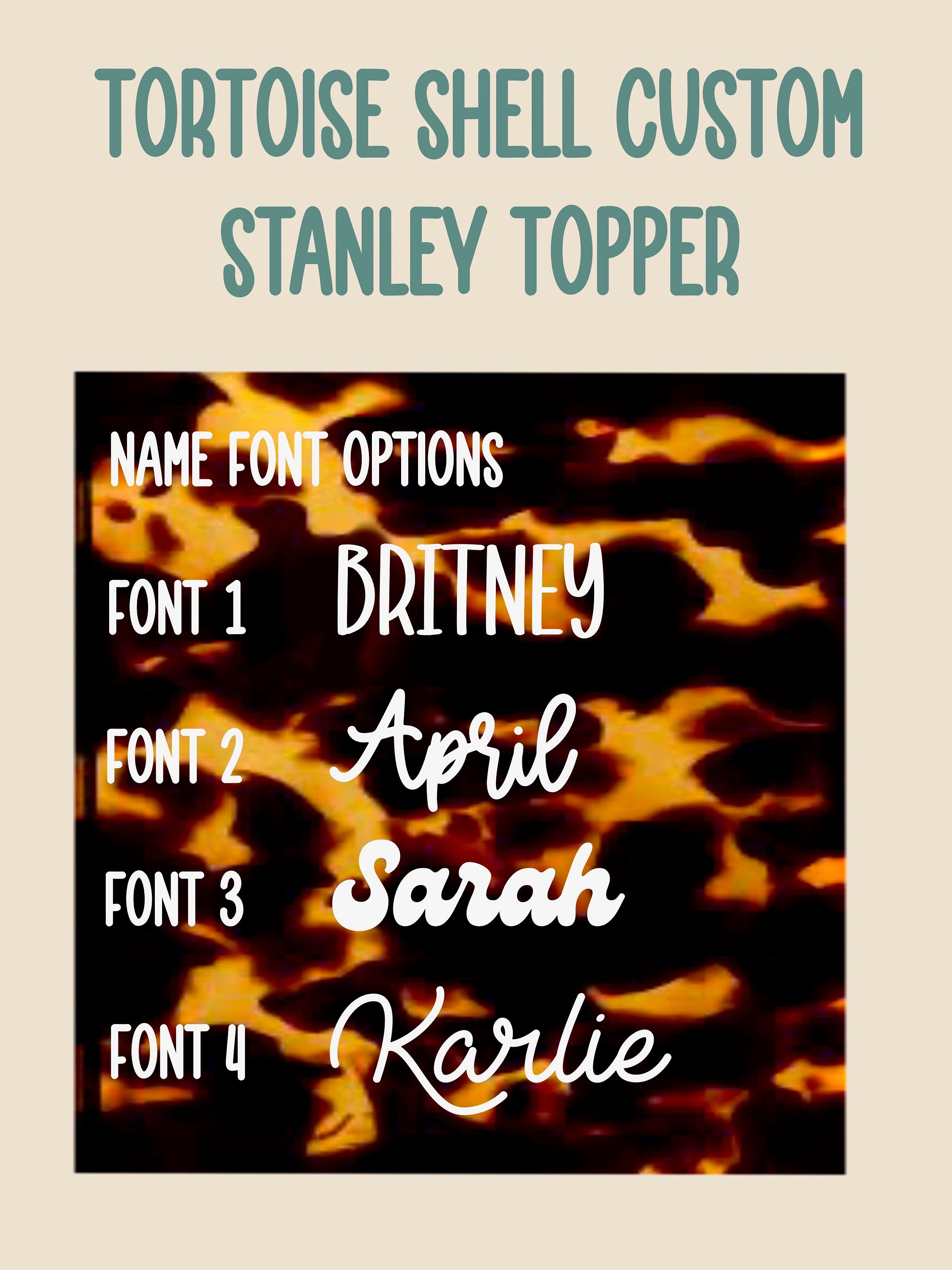 Tortoise Shell Stanley Topper, Quencher Tumbler Custom Name Tag, H2.0 ...