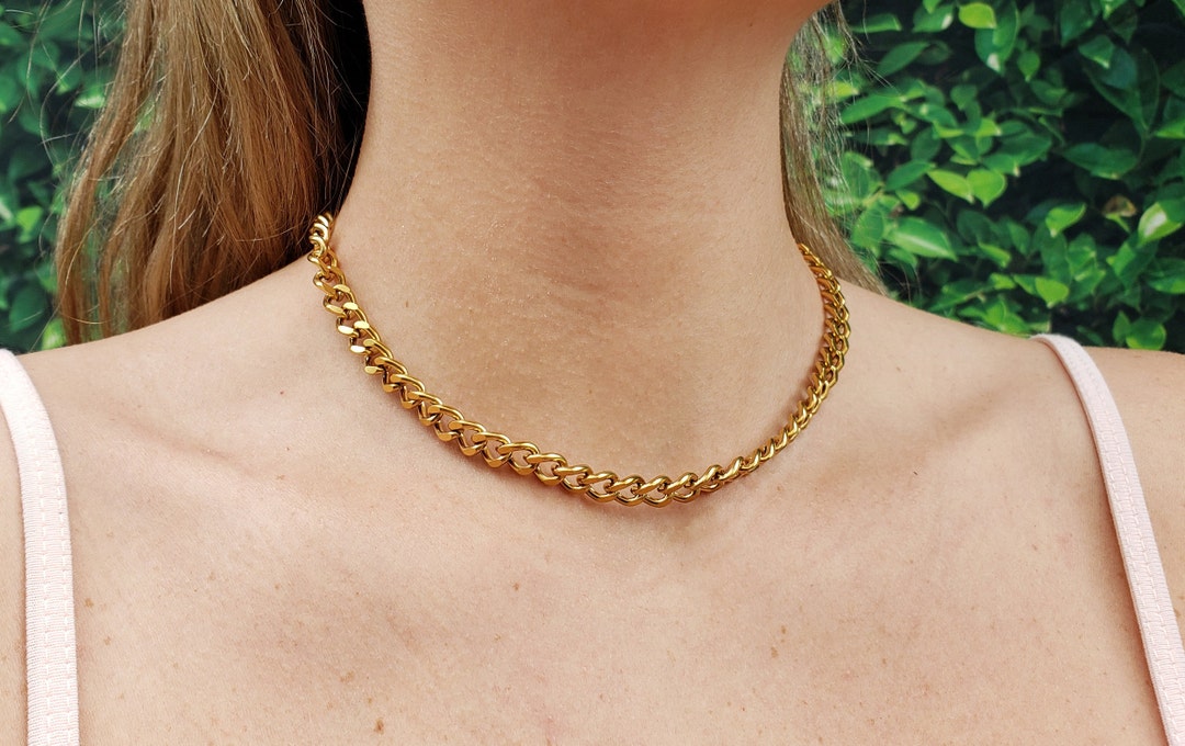 Collana a catena spessa oro / collana in acciaio inossidabile - Etsy Italia