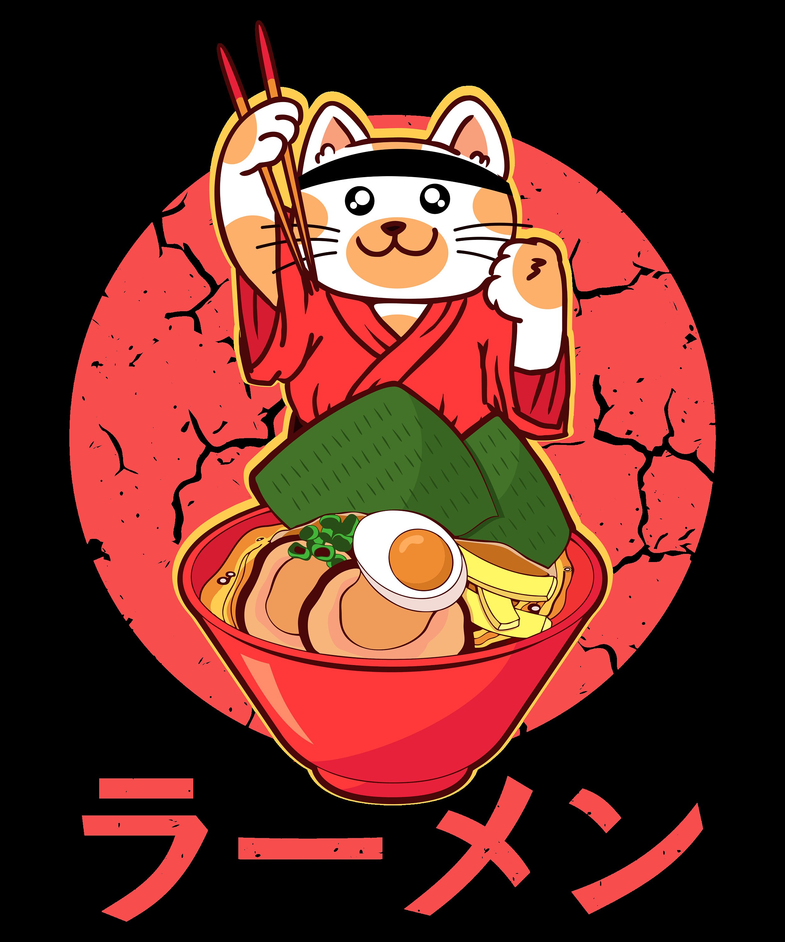 Samurai Cat Eating Ramen Essential Gift for Her Mom and Dad - Etsy