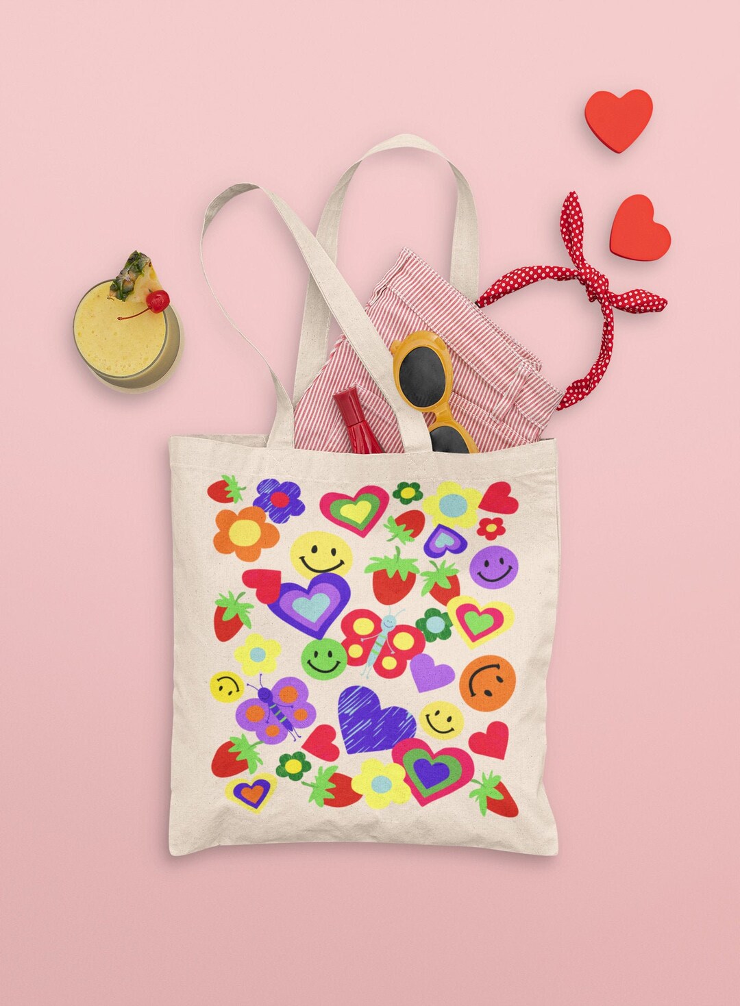 Kidcore Flowers Colorful Art Gift for Girls, Summer Bag for Woman ...