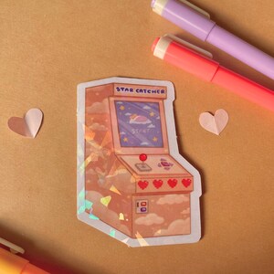 Holographic Arcade Machine Sticker Die Cut Sticker Aesthetic Cloud ...