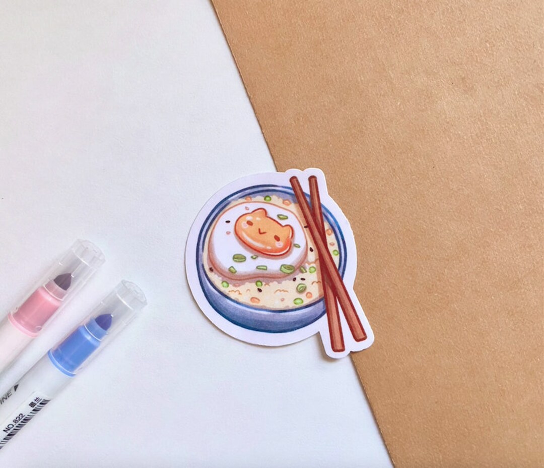 Kitty Stir Fry Sticker Laminated Die Cut Sticker Journal Laptop Sticker ...
