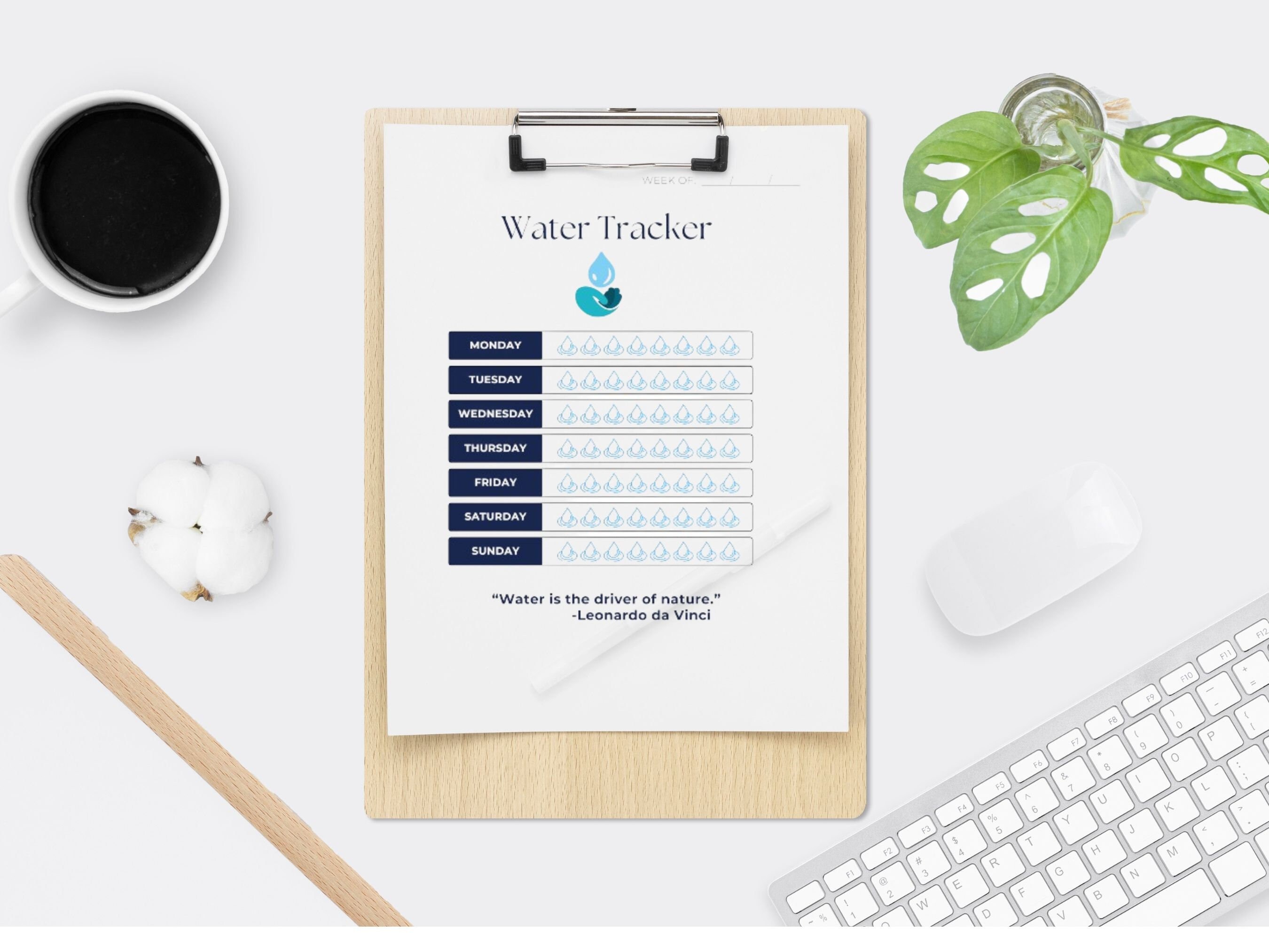 Water Tracker Printable, Water Intake, Planner Page, Self Help, Water ...