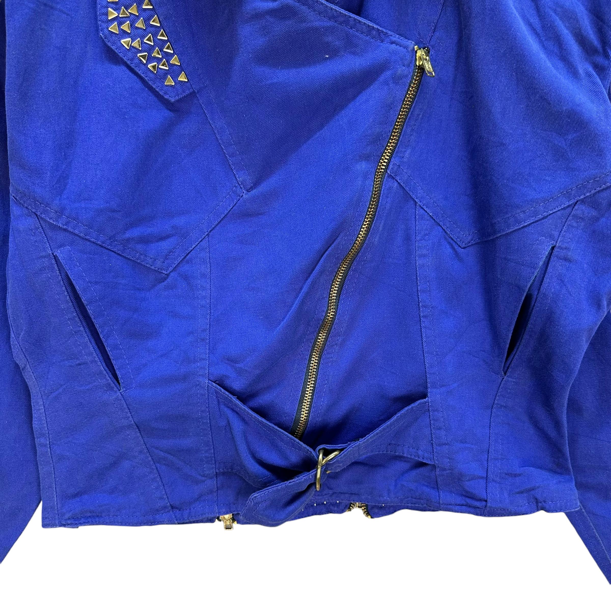 Vintage Garcia Garda Blue Crop Jacket: Studded Asymmetrical Design ...