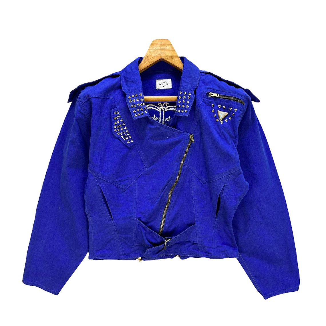 Vintage Garcia Garda Blue Crop Jacket: Studded Asymmetrical Design ...