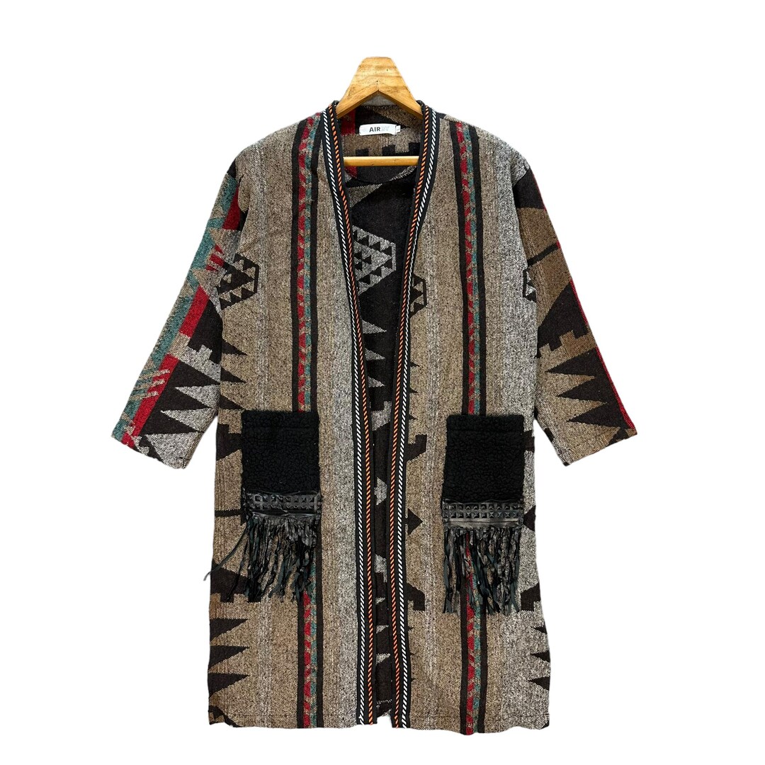 Vintage AIRBY Motif Design Navajo Native Long Cardigan Buttonless Size ...