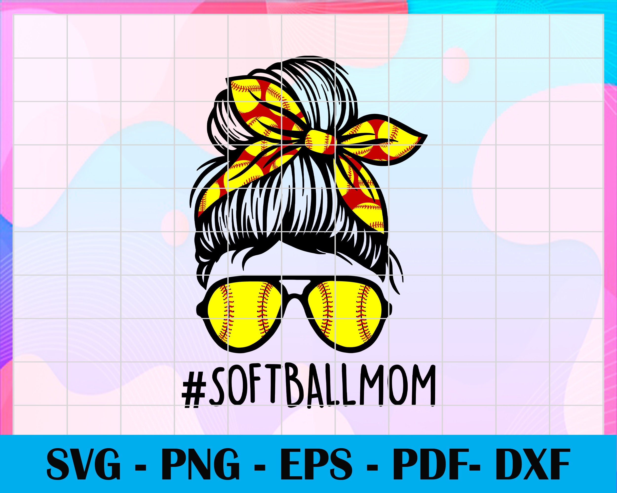 Mom Life Softball Baseball Mom Mothers Day Messy Bun Women Etsy