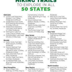 Best Hiking Trails in All 50 States, Hiking Trails, Digital Download ...