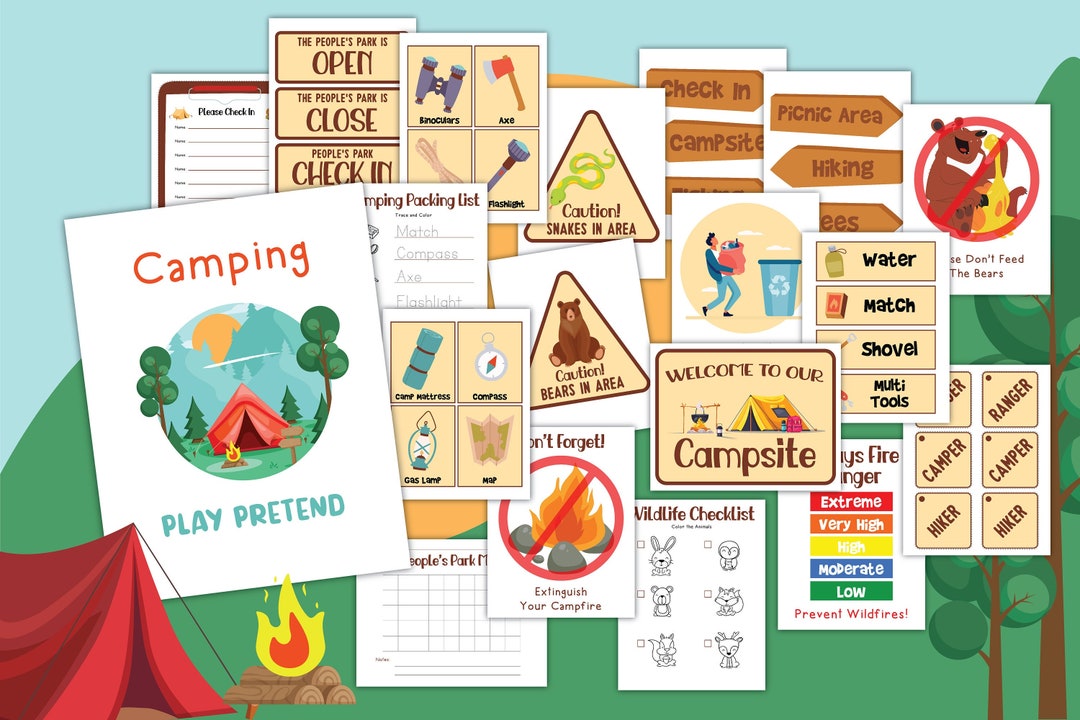 Camping Pretend Play Set, Digital Download, Instant Download, Kids ...