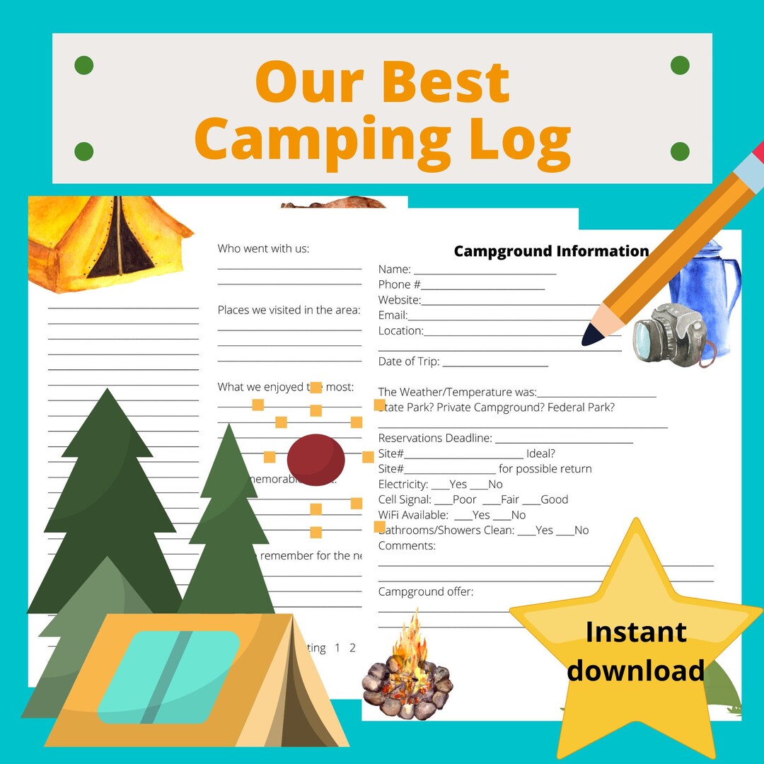 Our Best Camping Log, Instant Download, Digital Download, Camping ...