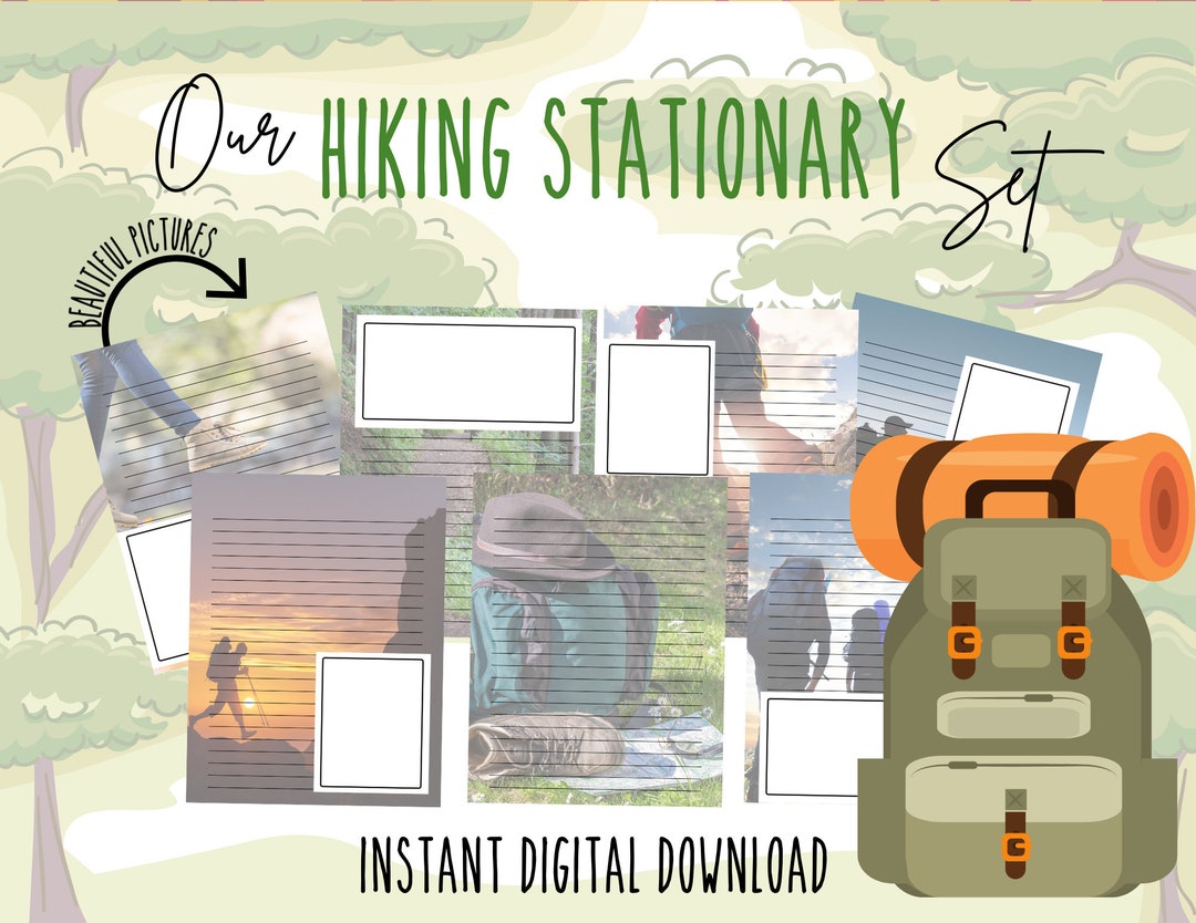 Hiking Stationery Set, Instant Download, Hiking Printable,hiking ...