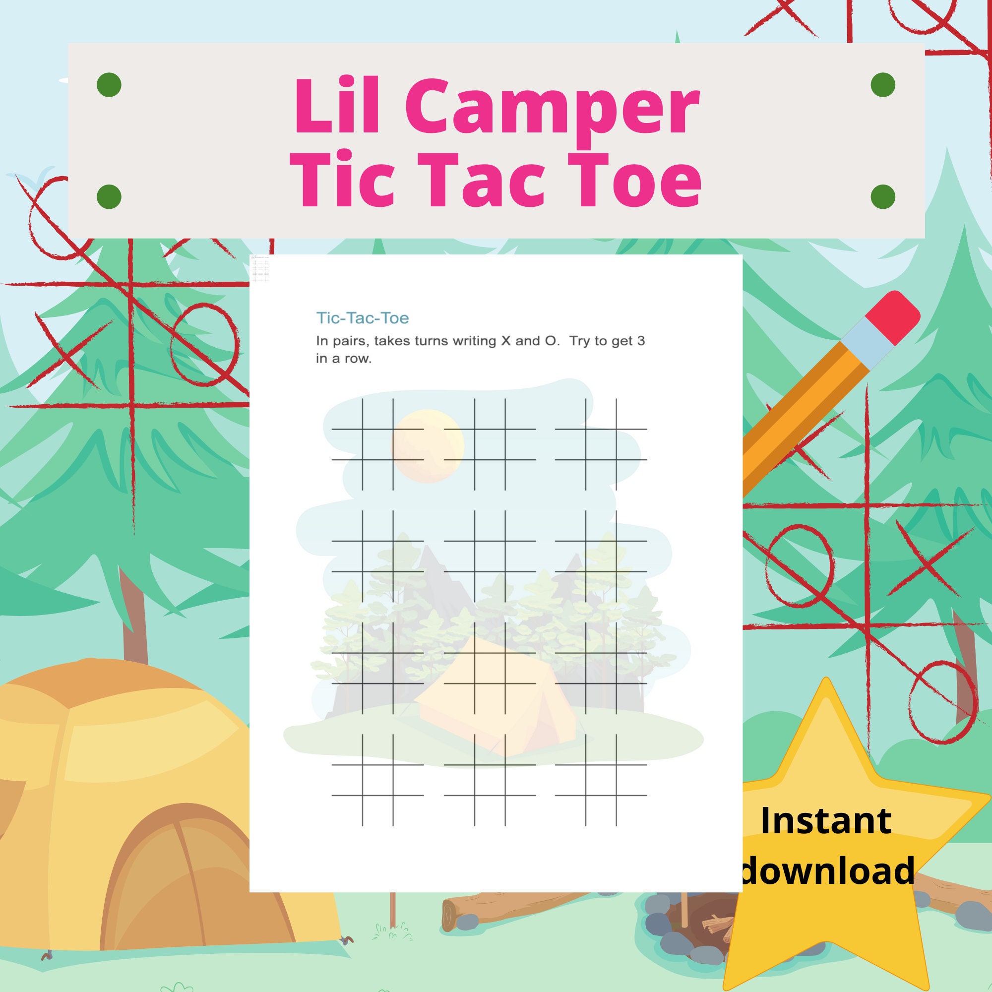 Lil Camper Tic Tac Toe, Instant Download, Camping Game, Camping ...