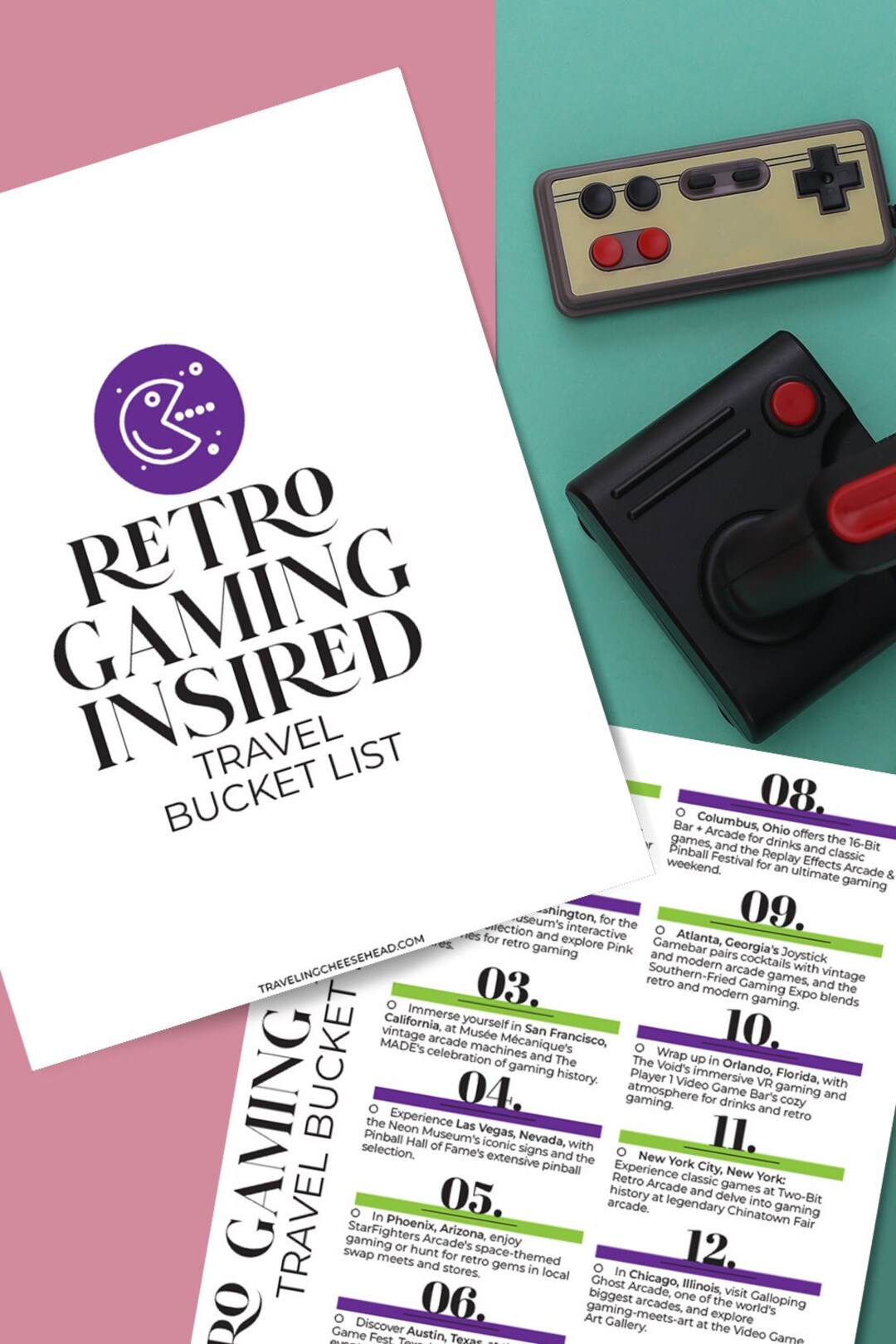 Retro Gaming Inspired Travel Bucket List, Retro Gaming, Digital ...