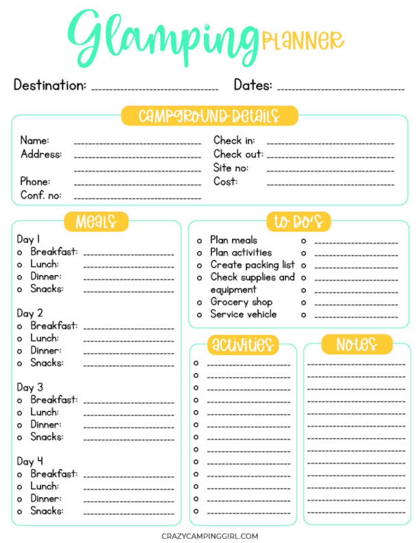 Glamping Printables, Digital Download, Printable Download, Instant ...