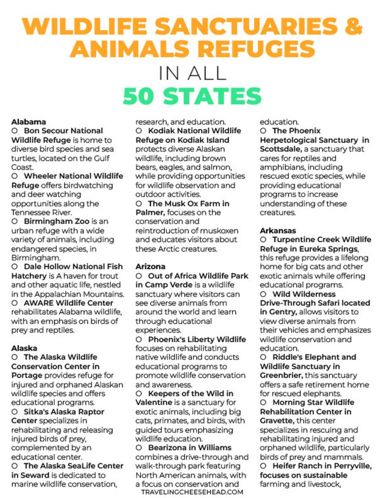 Wildlife Sanctuary Refuges in All 50 States, Wildlife Sanctuary ...