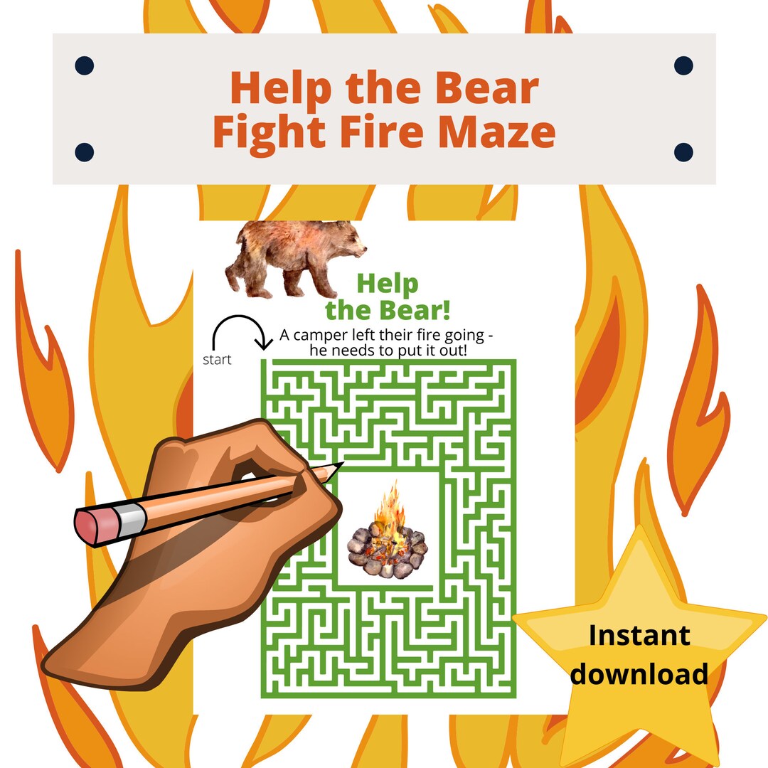 Lil Camper Help the Bear Maze, Instant Download, Camping Download ...