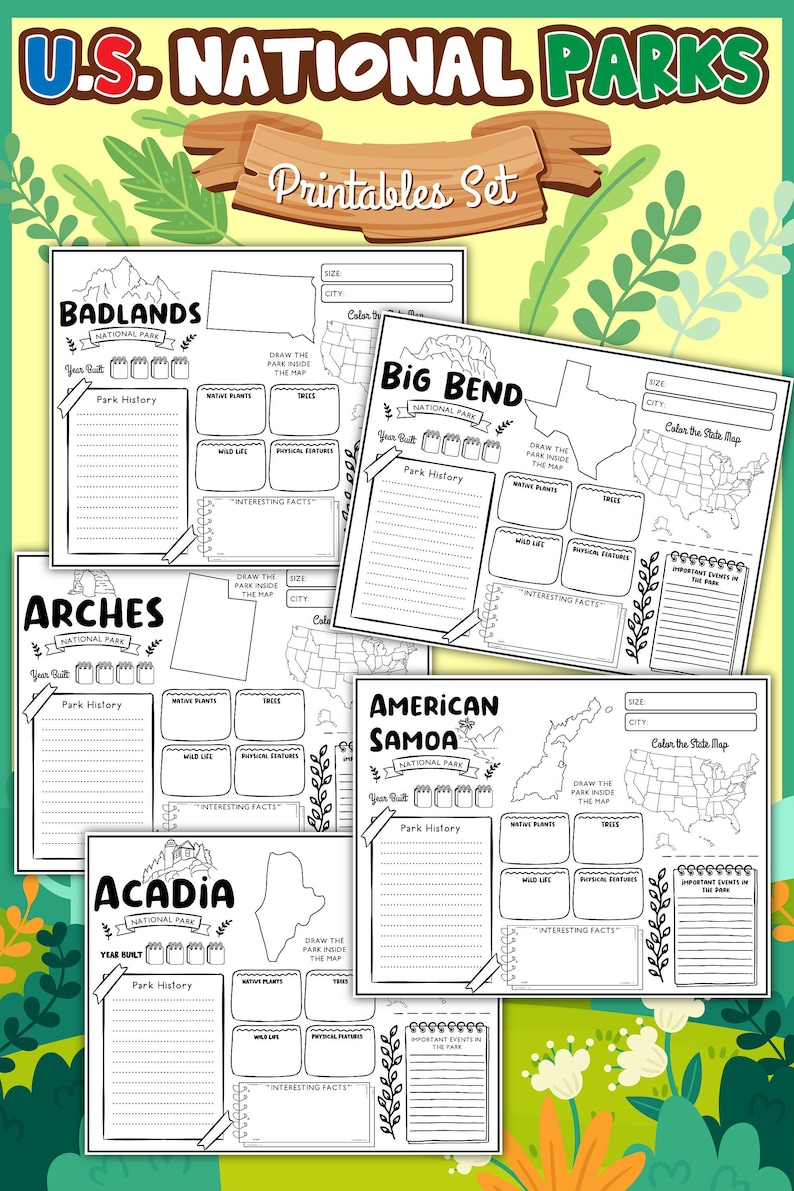 US National Park Printable Set, US National Parks, National Parks ...