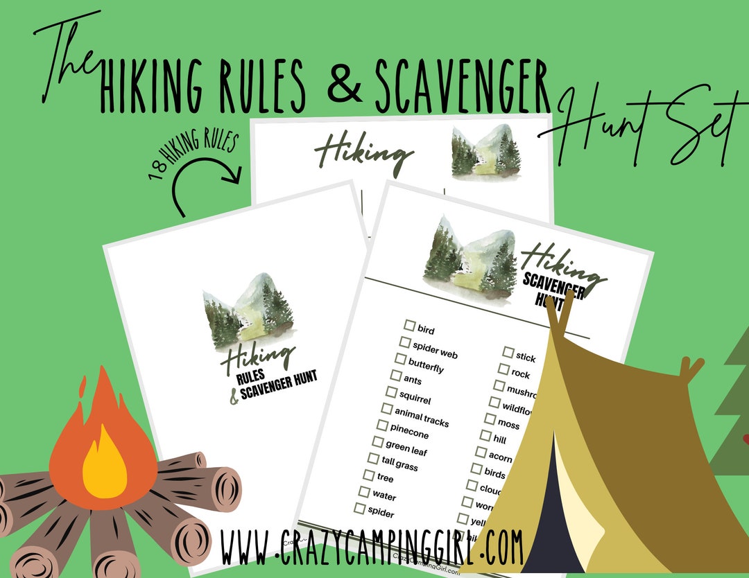 Hiking Rules and Scavenger Hunt Set, Printable Download, Instant ...