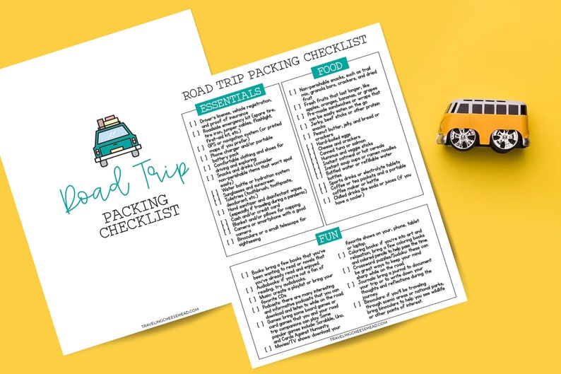 Road Trip Packing Checklist, Road Trip, Packing Checklist, Instant ...