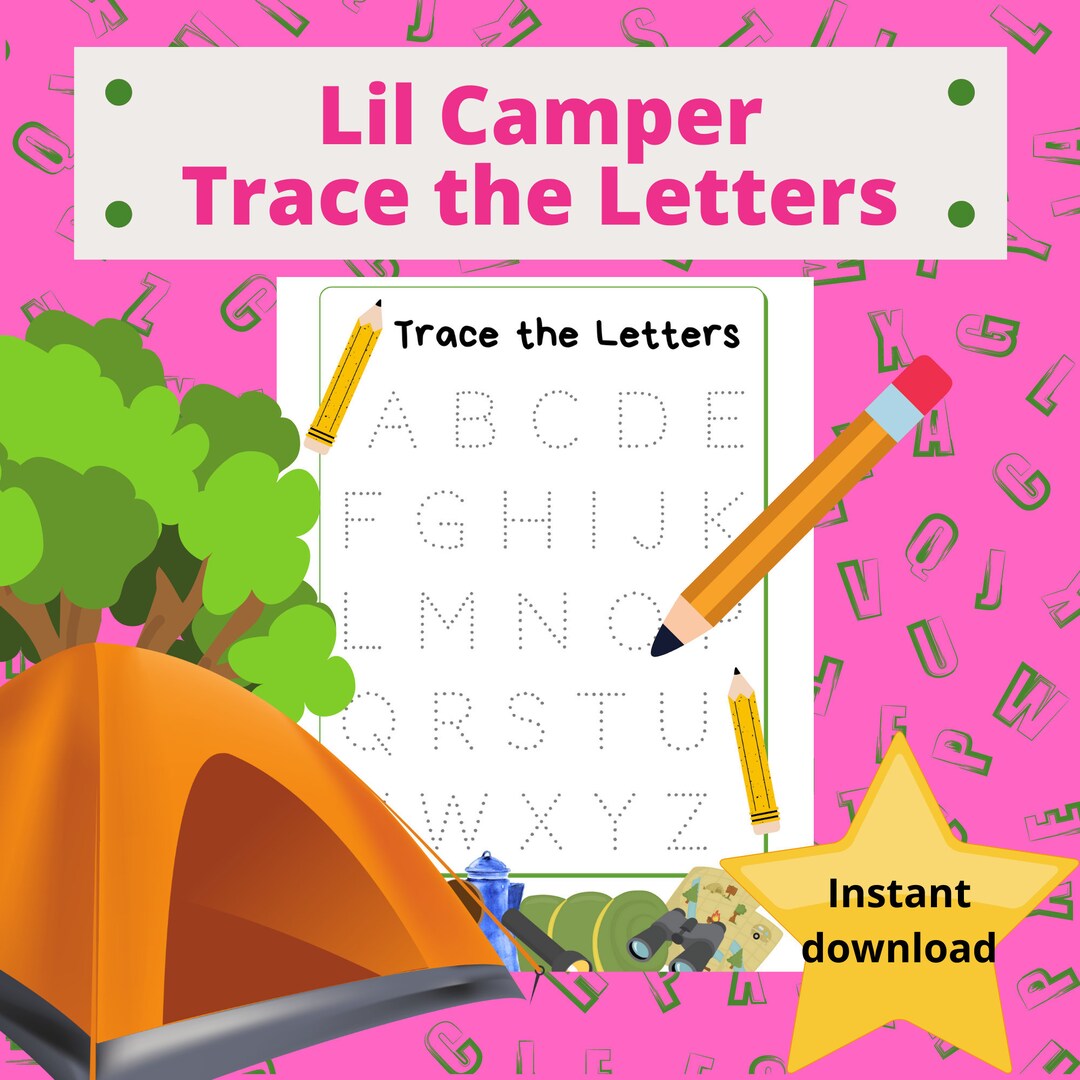 Lil Camper Trace the Letters, Instant Download, Writing Worksheet ...