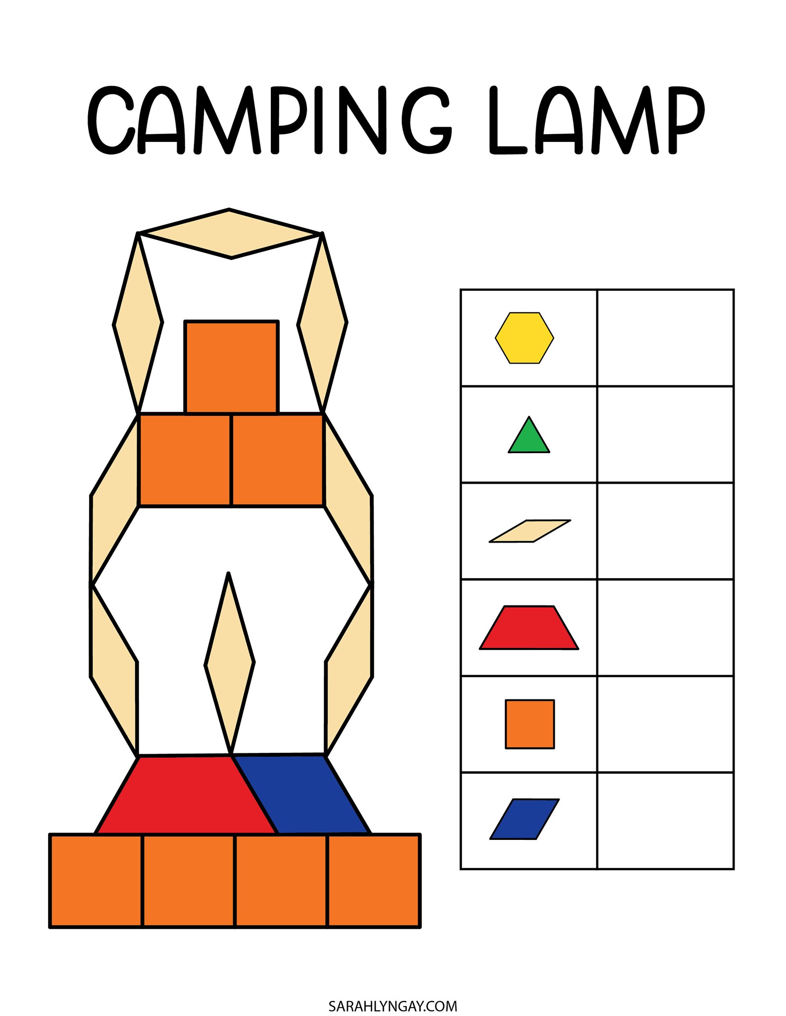 Camping Pattern Blocks, Camping Activities, Digital Download, Instant ...