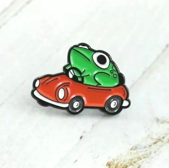 Cute Frog With Red Car Cartoon Enamel Metal Pin Badge Enamel | Etsy