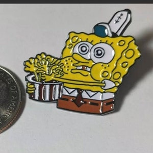 Spongebob Eating Popcorn Hands Pin - Etsy