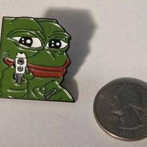 Pepe the Frog With Gun Gangster Lapel Enamel Meme Pin Badge Brooch ...