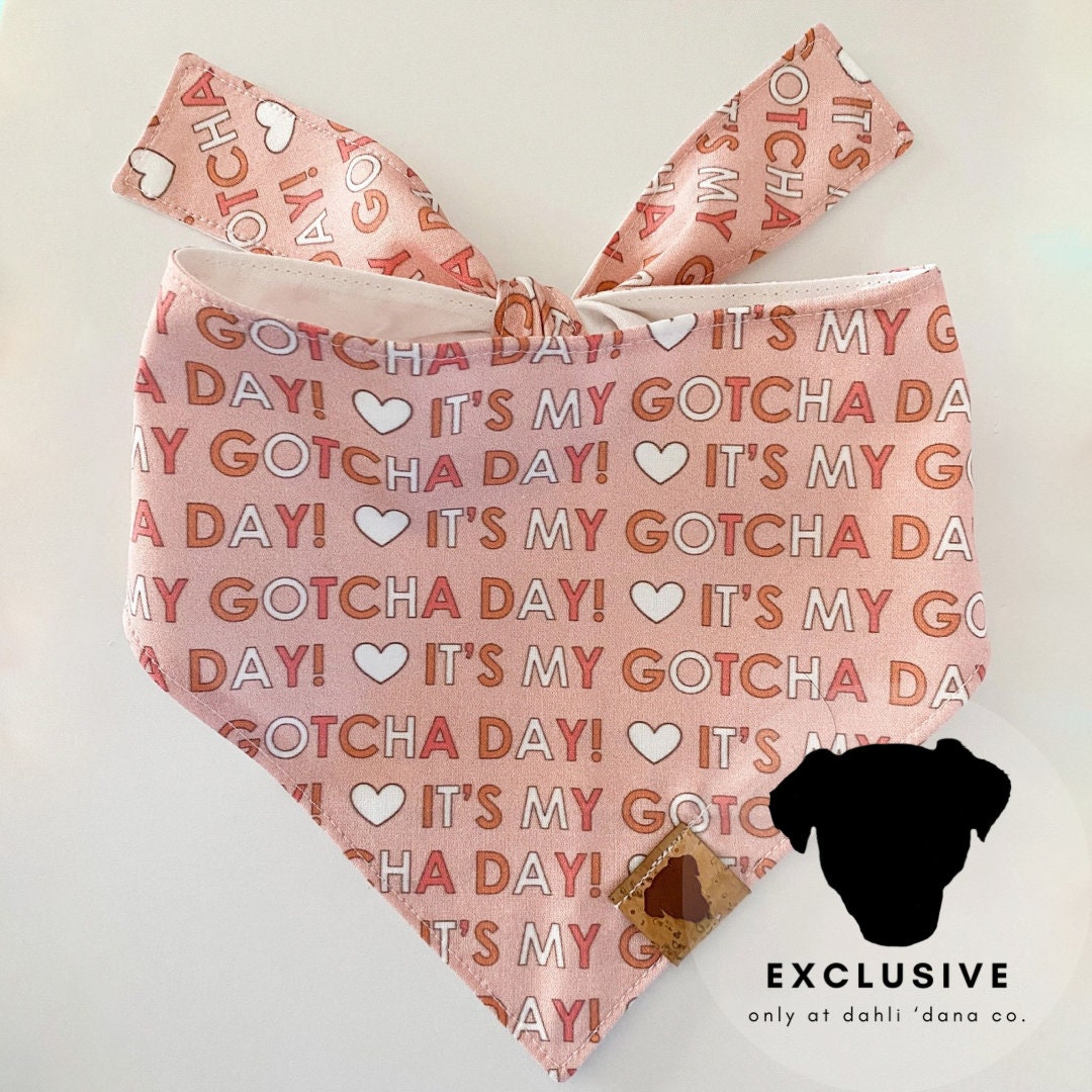 Pink Gotcha Day Tie on Bandana - Etsy
