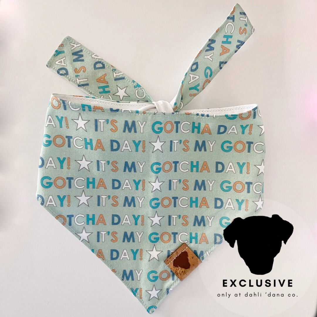 Teal Gotcha Day Tie on Bandana - Etsy