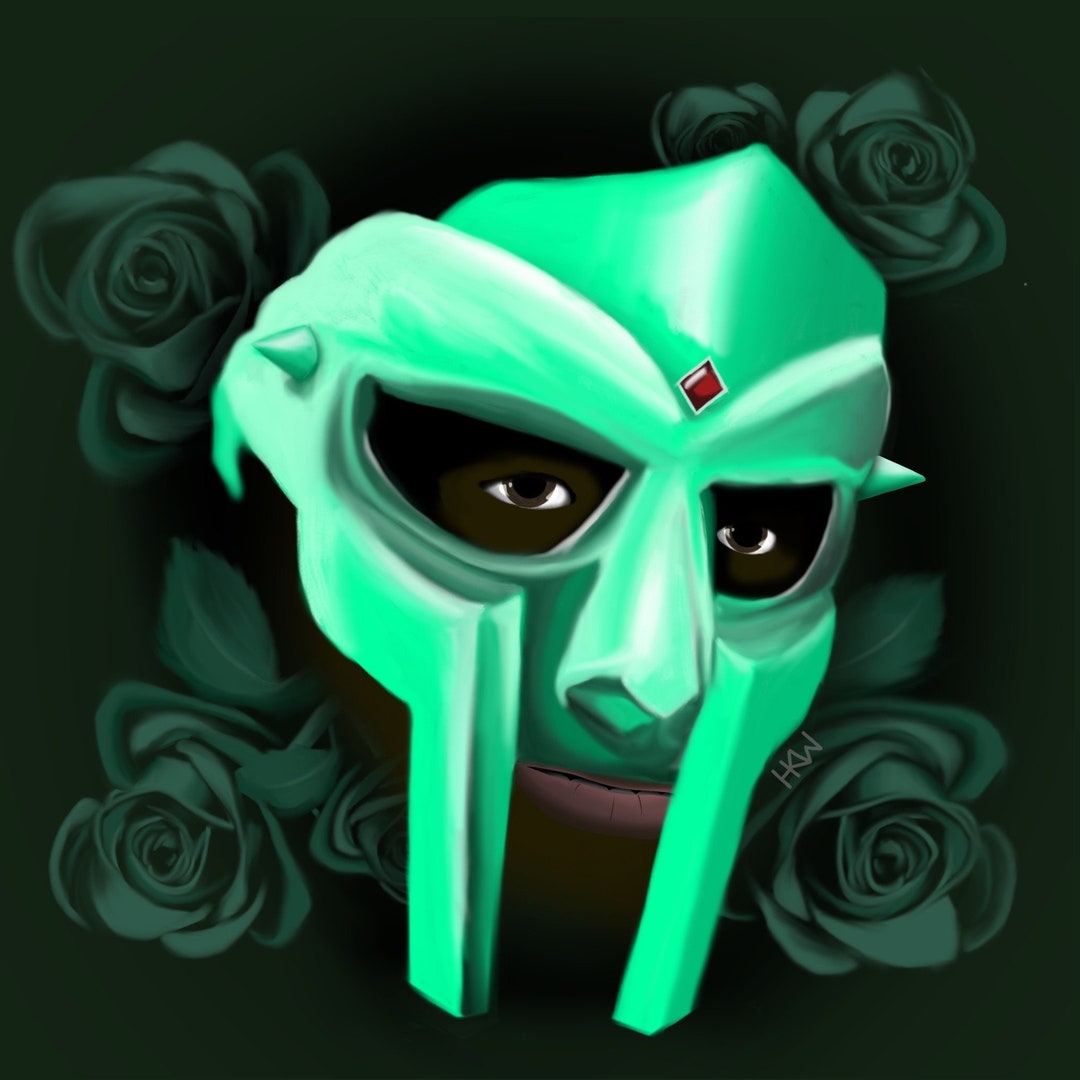 MF DOOM Wall Art Portrait Print Flowers, Gifts for Music Lover Drawing ...