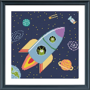 Children's Space Rocket Cross Stitch Pattern, PDF Download - Etsy UK