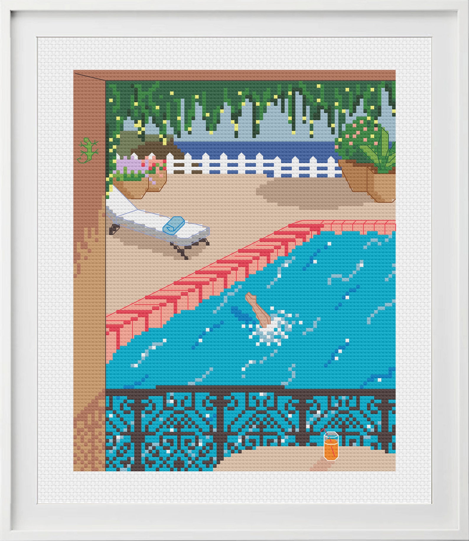 Swimming Pool Cross Stitch Pattern PDF - Etsy