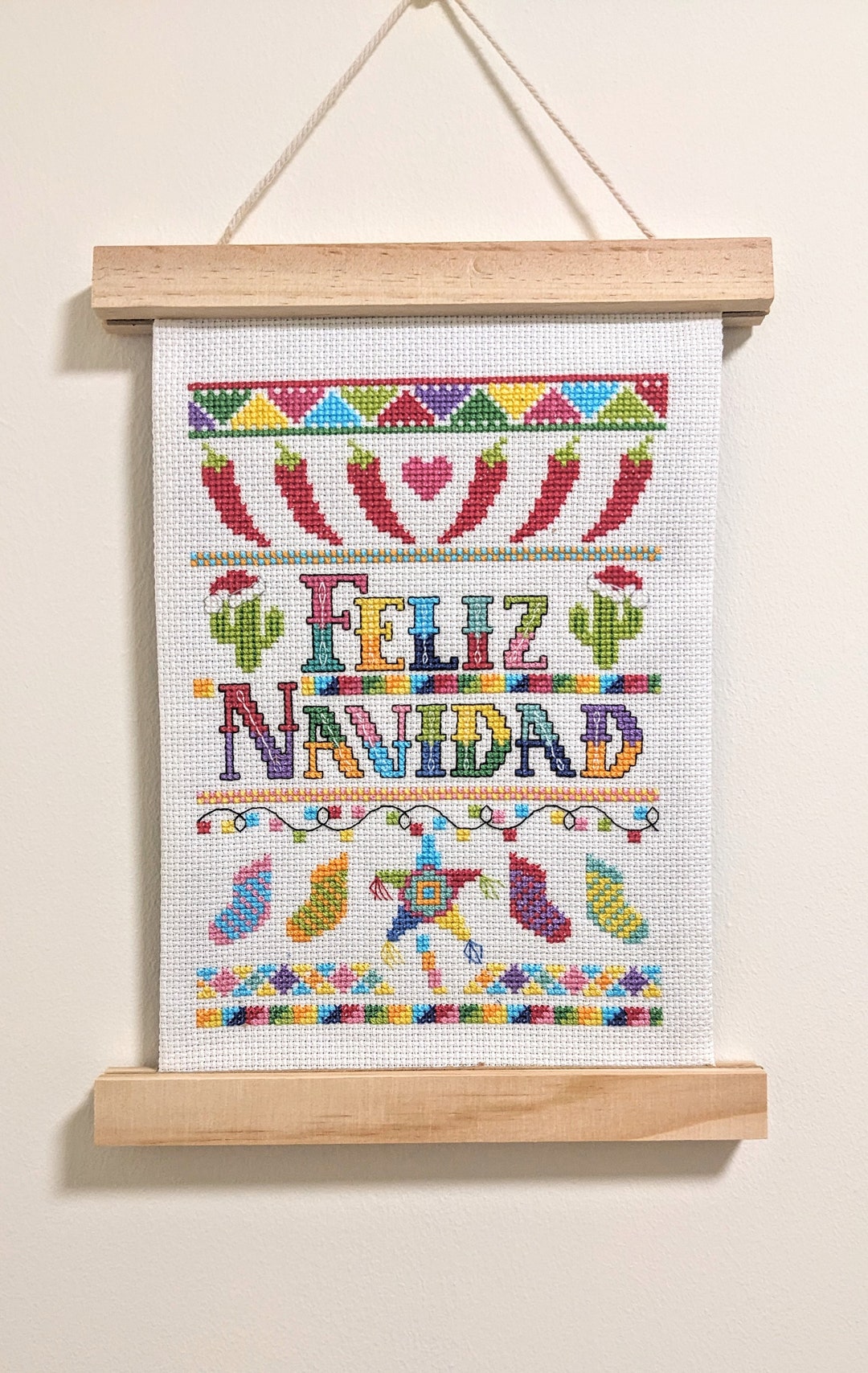 Feliz Navidad Mexican Christmas Cross Stitch Sampler PDF Pattern - Etsy