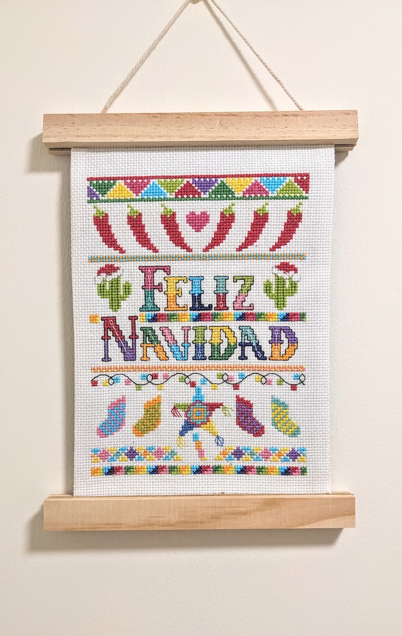 Feliz Navidad Mexican Christmas Cross Stitch Sampler PDF Pattern - Etsy