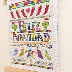 Feliz Navidad Mexican Christmas Cross Stitch Sampler PDF Pattern - Etsy