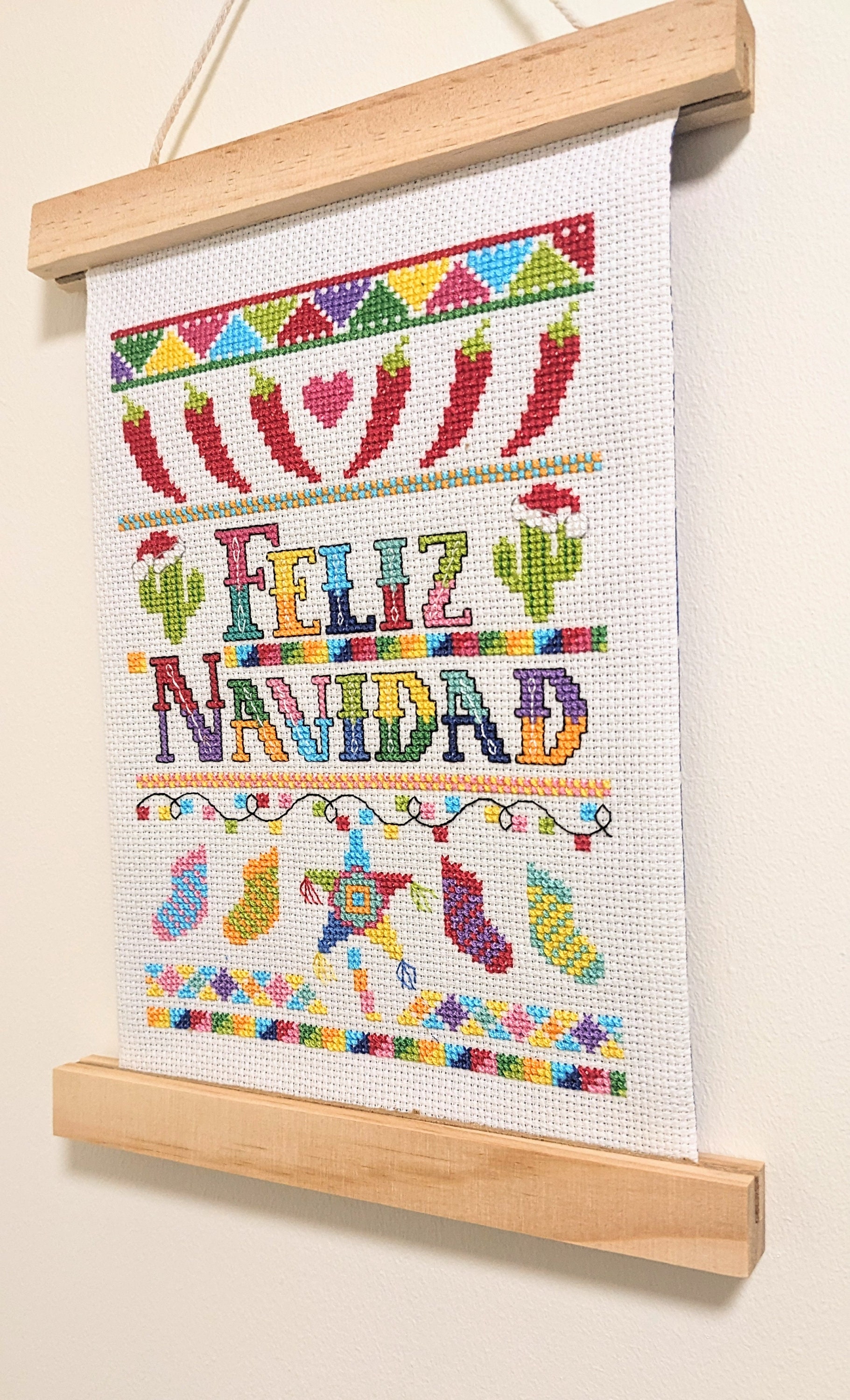 Feliz Navidad Mexican Christmas Cross Stitch Sampler PDF Pattern - Etsy