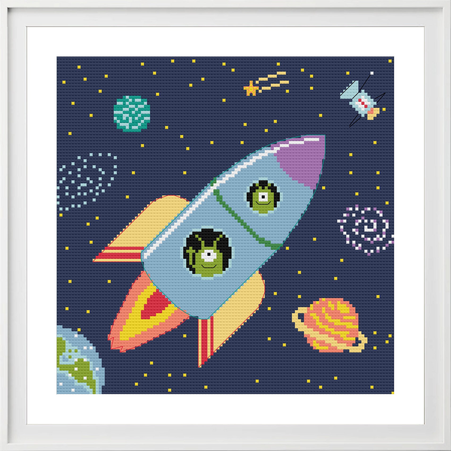 Children's Space Rocket Cross Stitch Pattern, PDF Download - Etsy UK