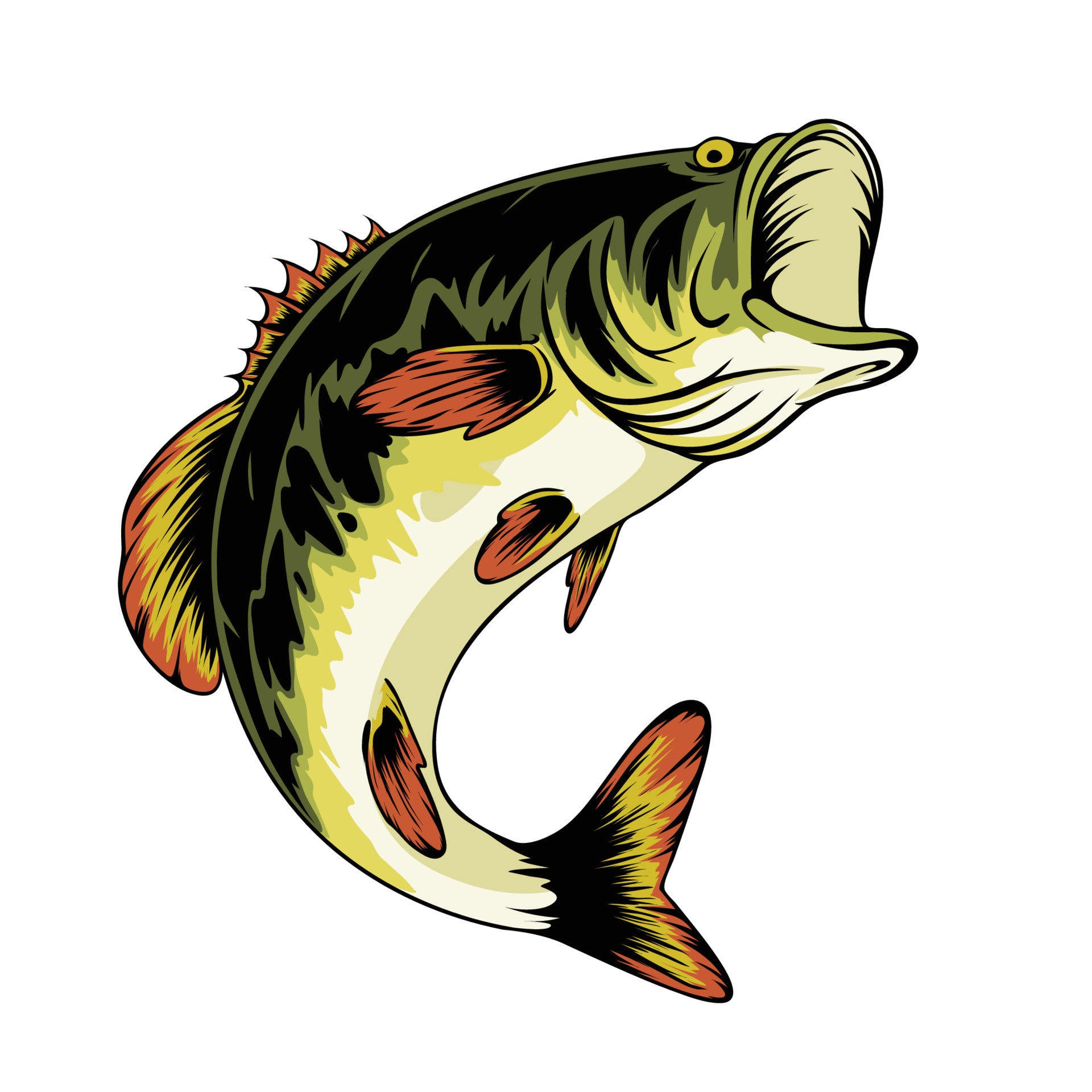 Freshwater Bass Fish Self-adhesive Decal (contour Cut) V-3 - Etsy