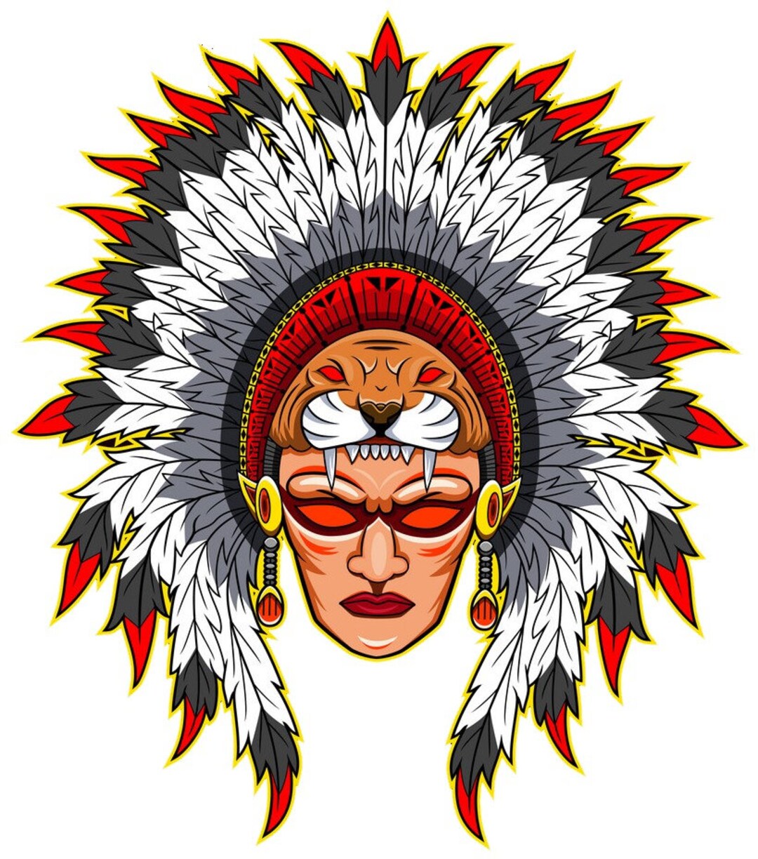 Native American Indian Chief With Head Dress Self-adhesive Decal ...