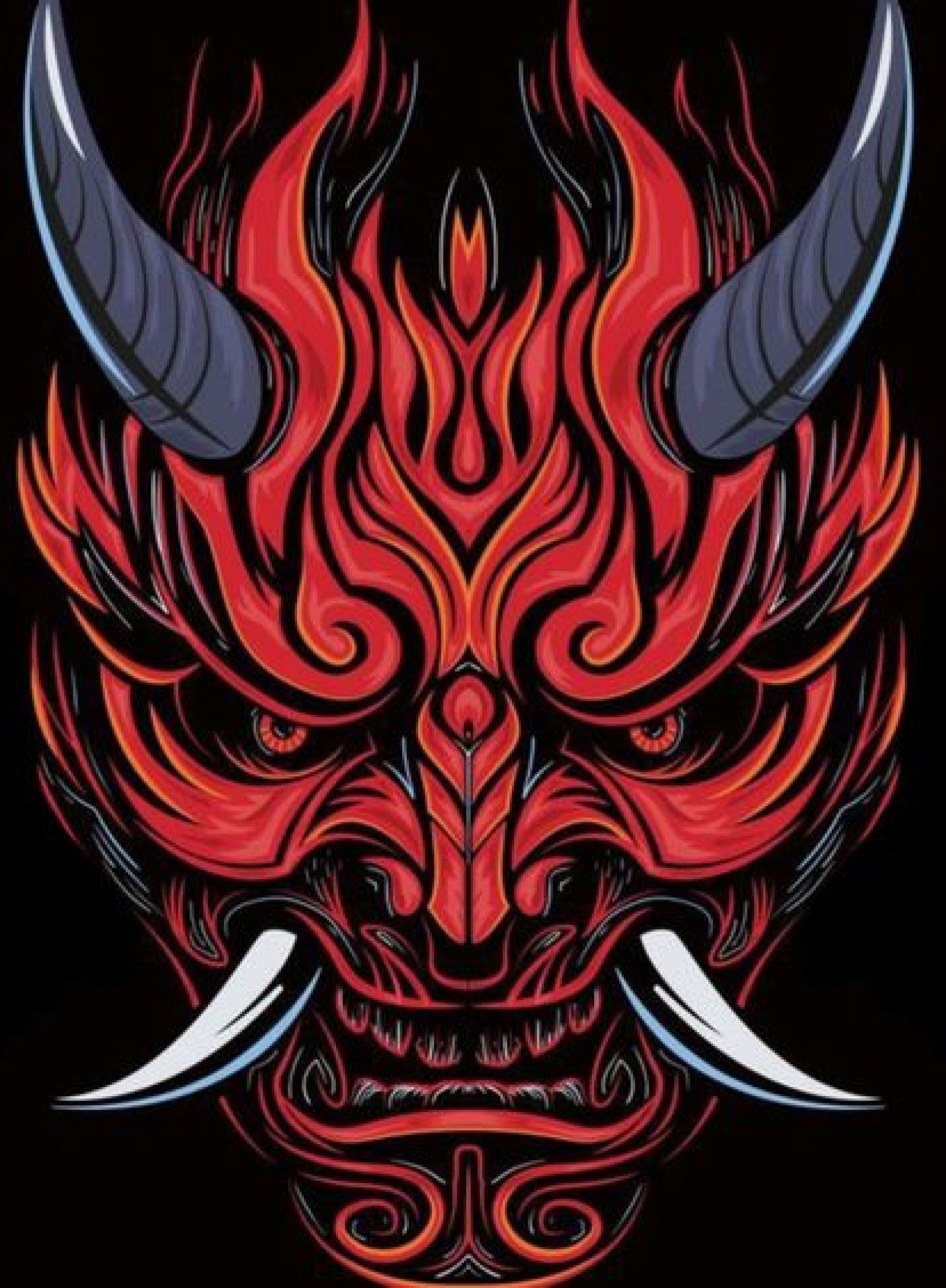 Red Hannya Mask Drawing