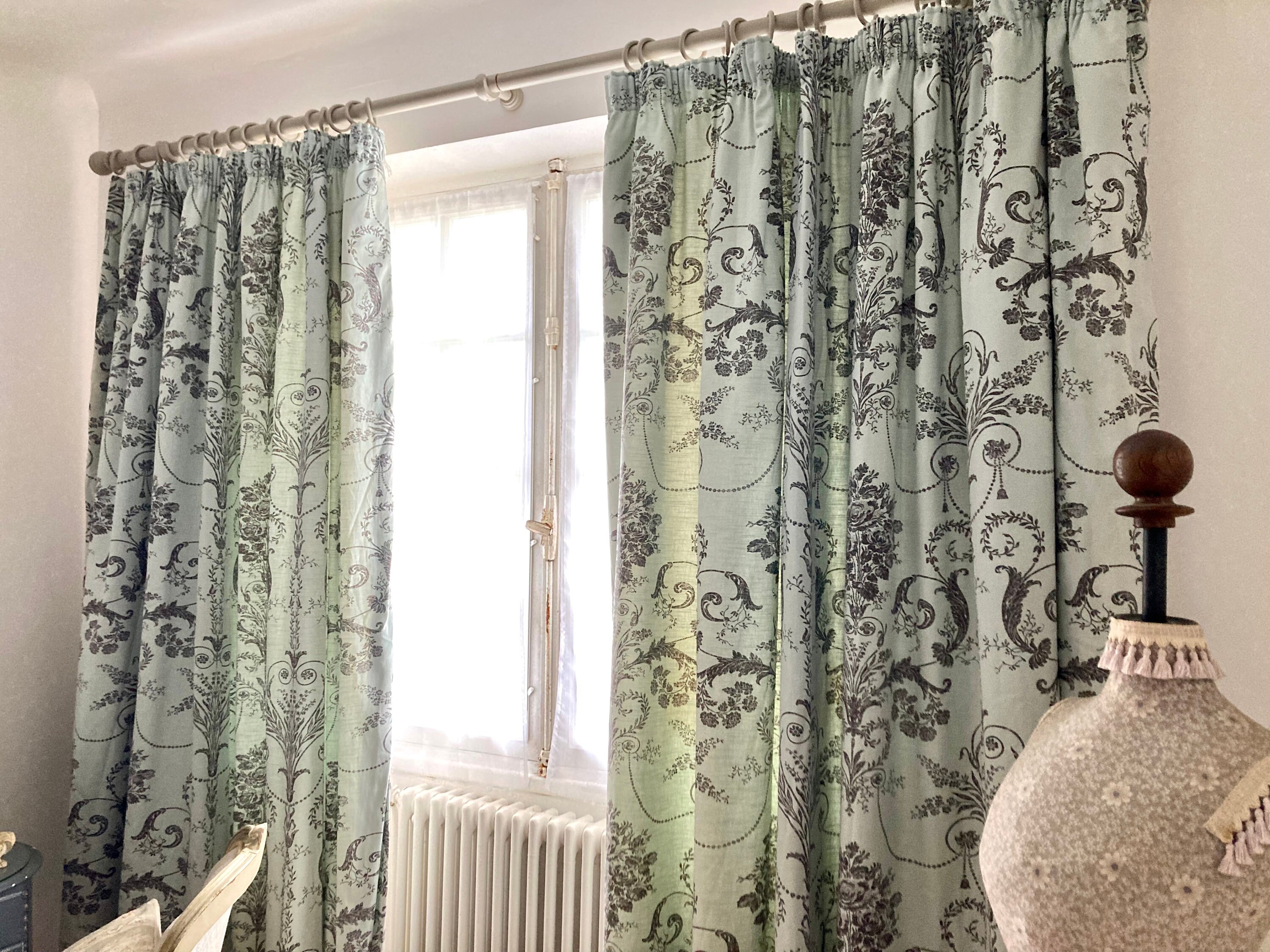 Laura Ashley Curtains Linen Josette Shabby Chateau Chic Vintage French Floral Toile Each 1035w