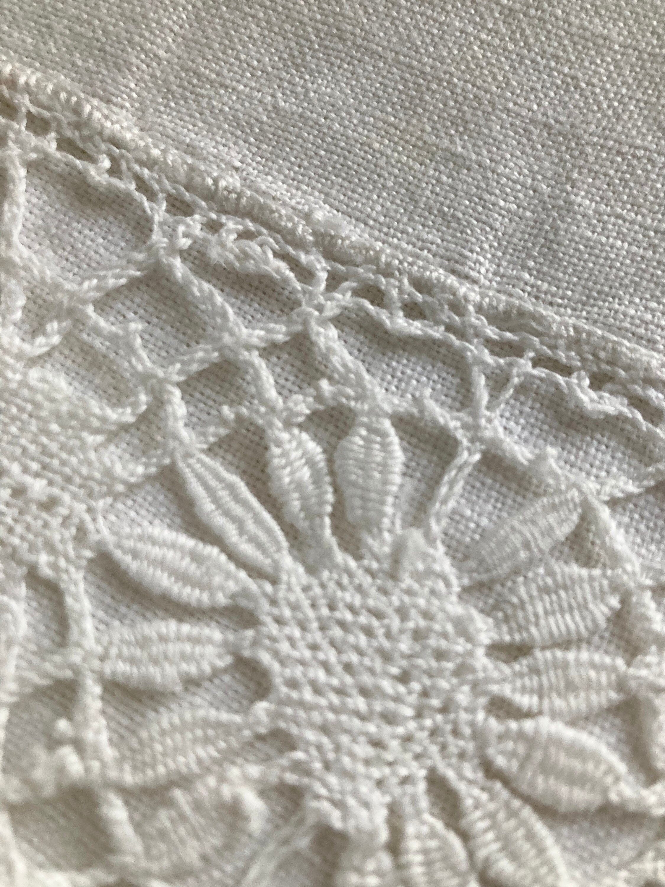 Antique French LINEN Fil Sheet fluid Linen Monogramed DP Lace Trimming ...
