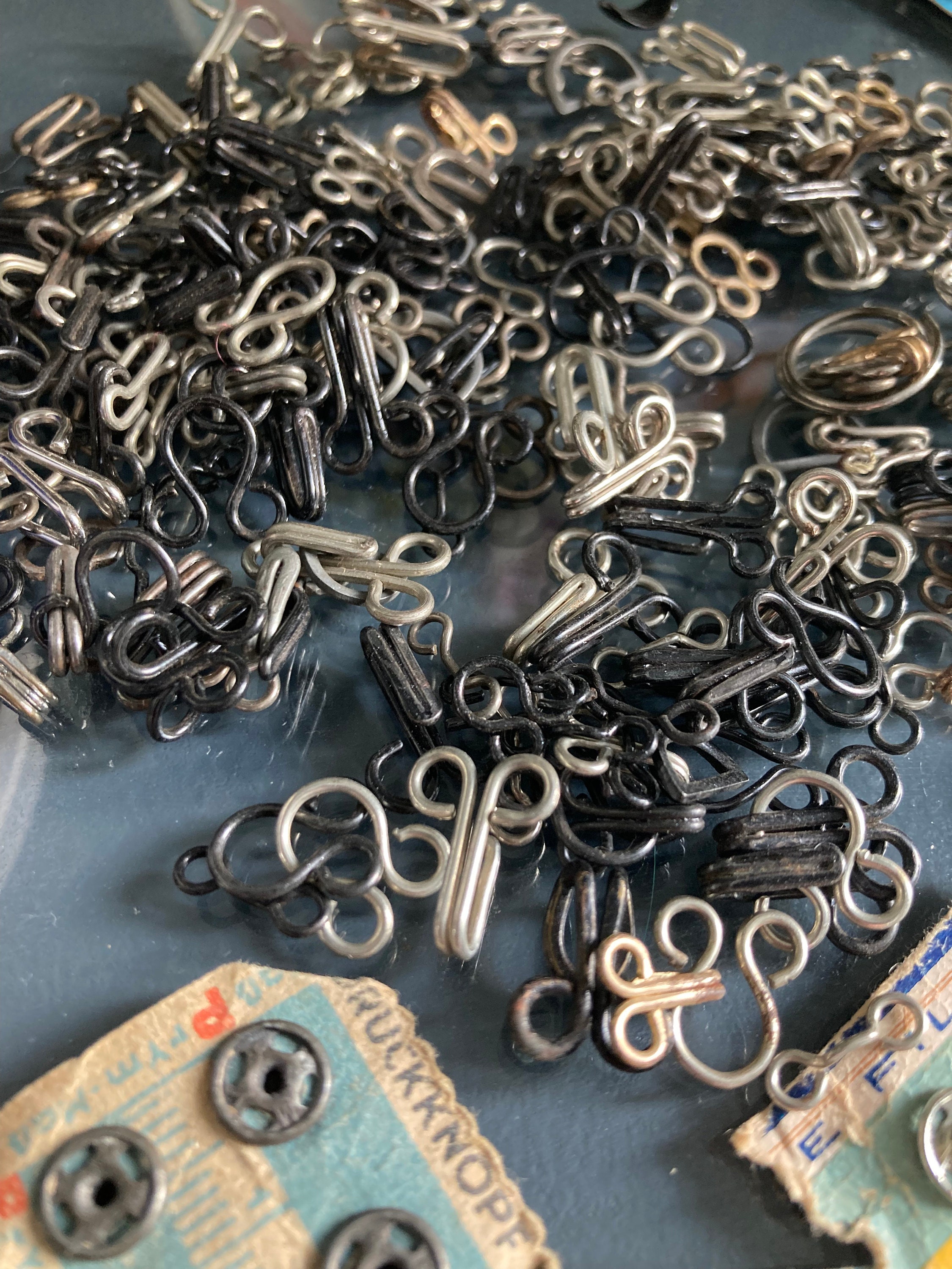 A Box of Vintage French Snap Fasteners & Hooks brocante Find ...