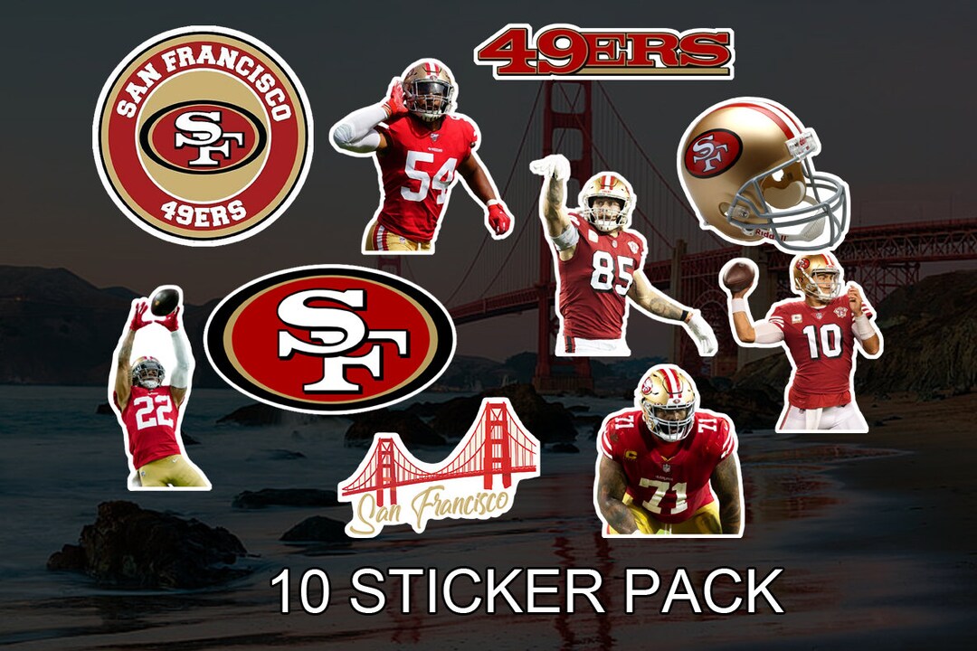 San Francisco 49ers 10 Sticker Pack, NFL George Kittle 85 , Fred Warner ...
