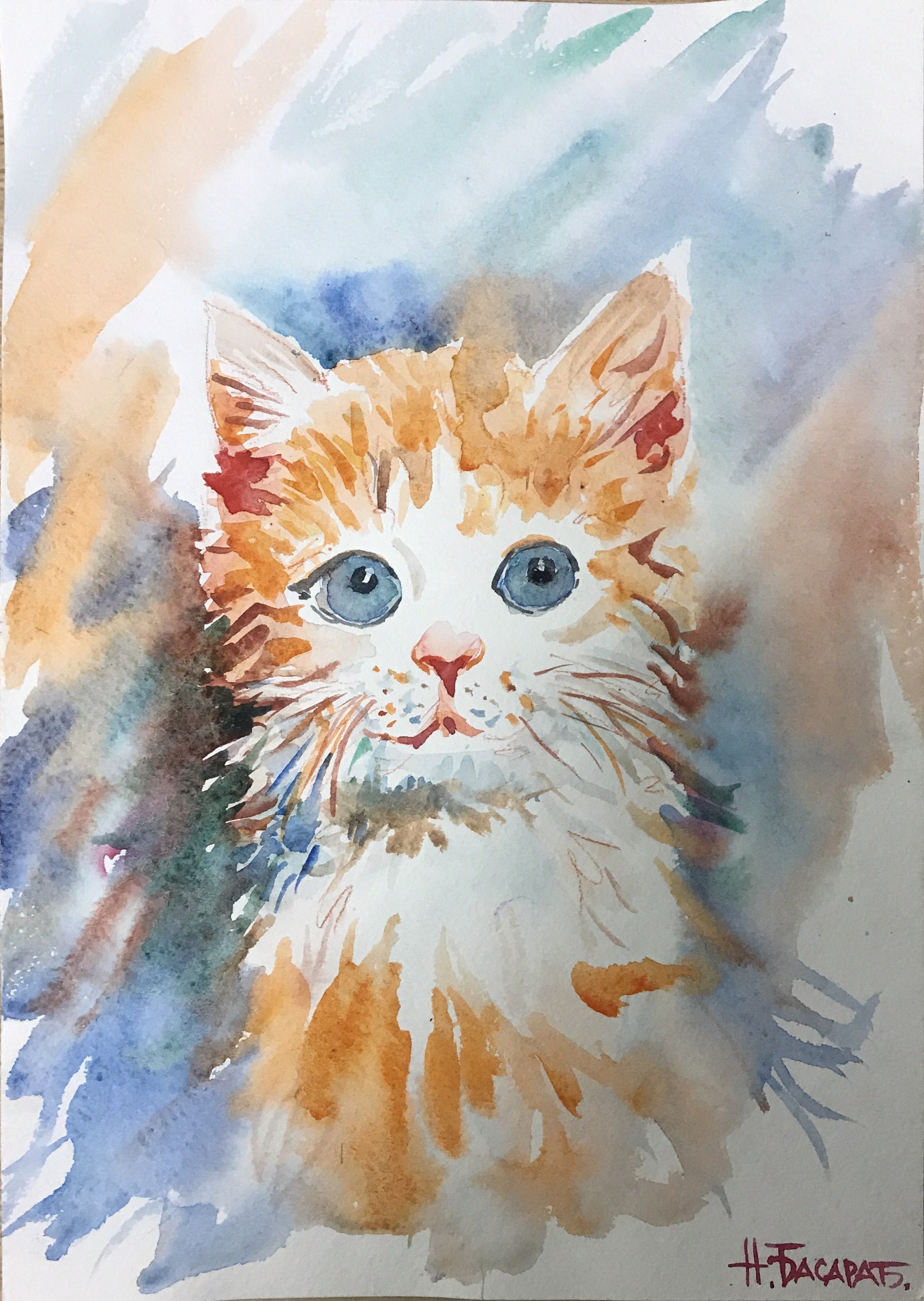 Cat Painting, Сat Watercolor, Cat Drawing, Cat Pictures, Cat, Original ...