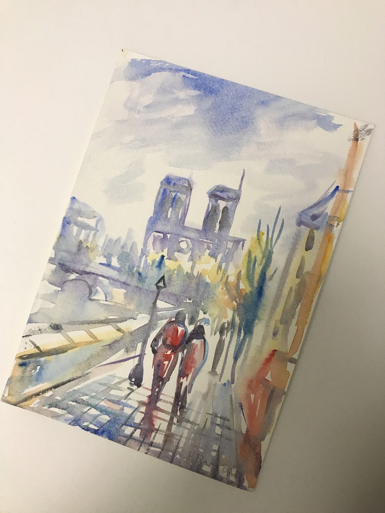 Original Paris Watercolor Painting, Notre Dame Art, A4 - Etsy