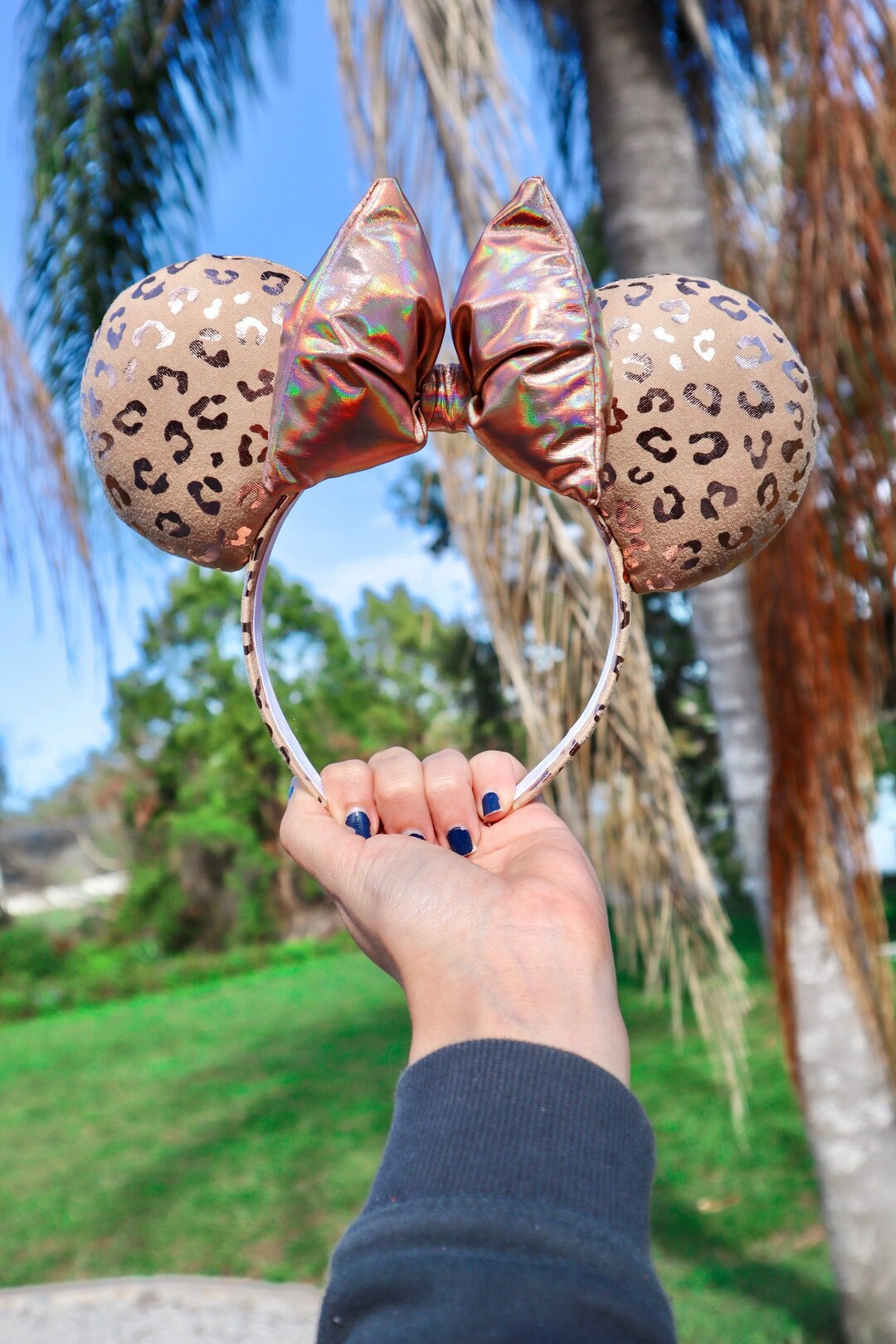 Leopard Minnie Mouse Ears - Rose Gold Ears - Animal Print Ears - Shiny ...